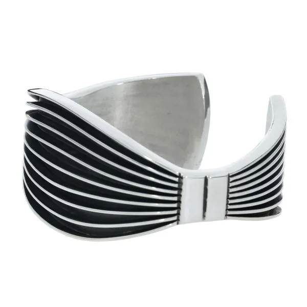 Felix Joe Navajo Native American Sterling Silver Vintage 9 Ridged Cuff